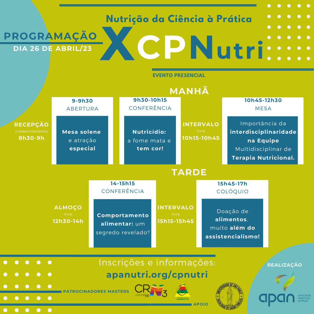 APAN realiza X CPNutri na FSP-USP nos dias 26 e 27 de abril – Faculdade ...